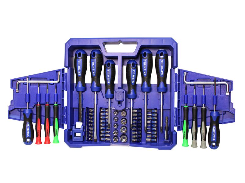 Fold Out Screwdriver & Bit Set, 63 Piece | Stronghold Global